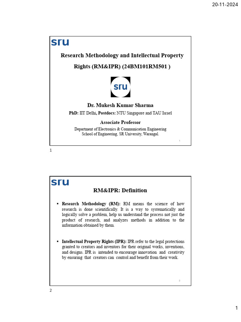 RM&IPR Unit-1 - PPT Slides | PDF | Scientific Method | Methodology