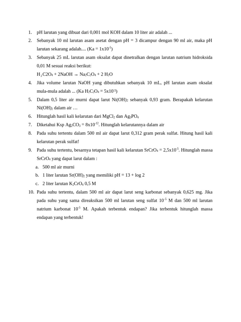 Latihan Uts Kimia | PDF