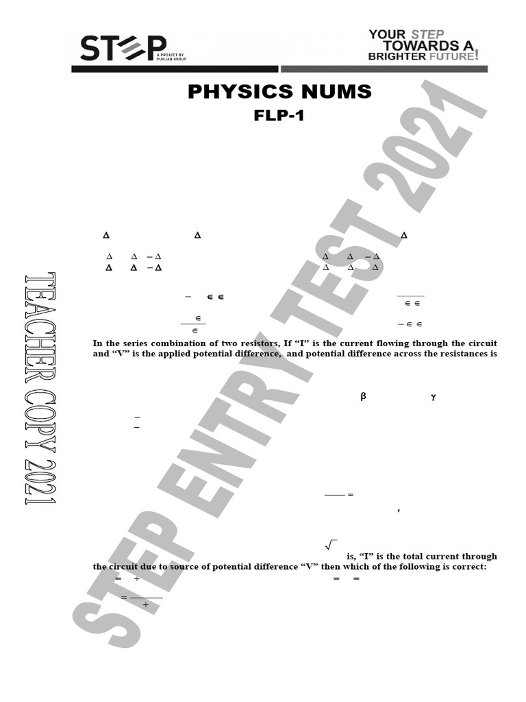 01 Physics NUMS FLP-1 Final | PDF | Laws Of Thermodynamics | Thermodynamics
