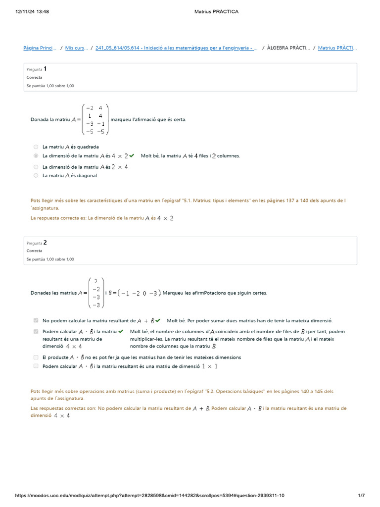 Matrius PRÀCTICA | PDF