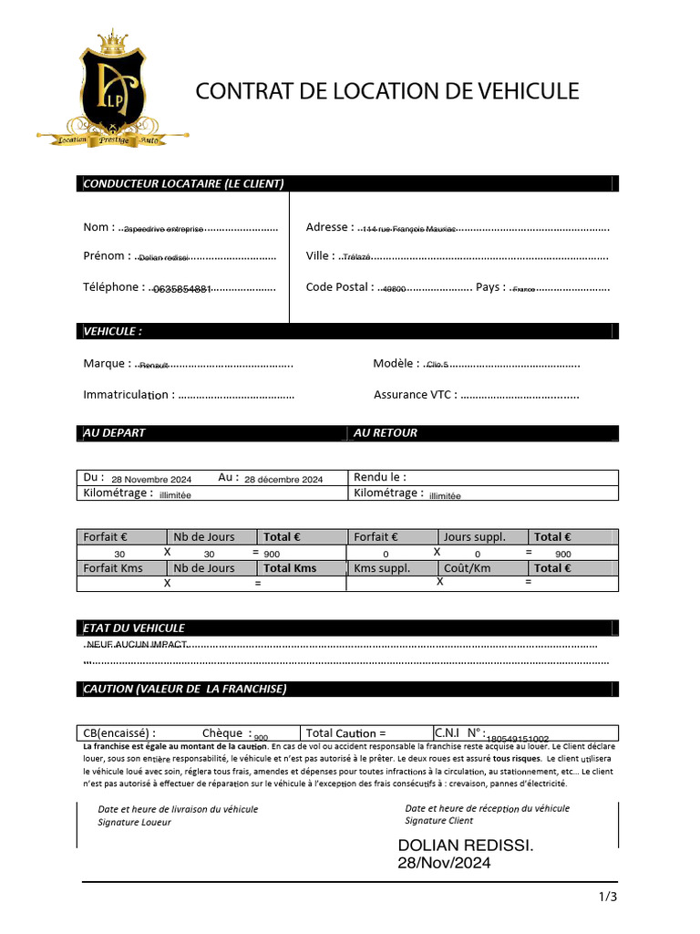 Contrat Location Vehicule - Compressed | PDF | Véhicules | Véhicules ...