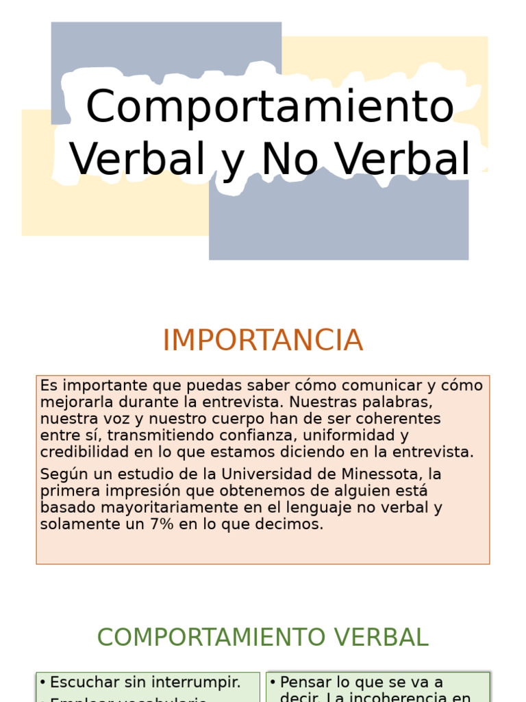 Comportamiento Verbal y NO Verbal | PDF