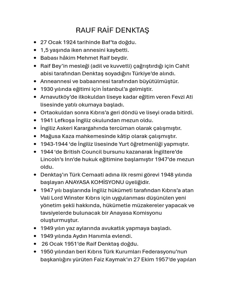 Rauf Rai̇f Denktaş | PDF