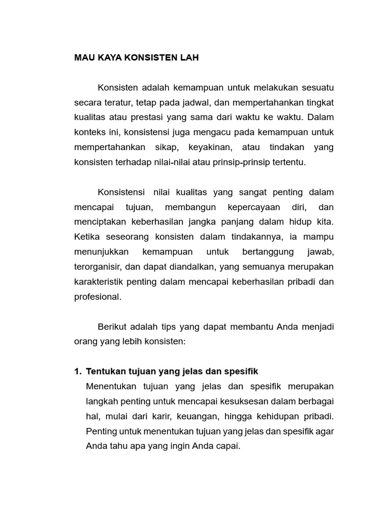 Mau Kaya Konsisten Lah | PDF