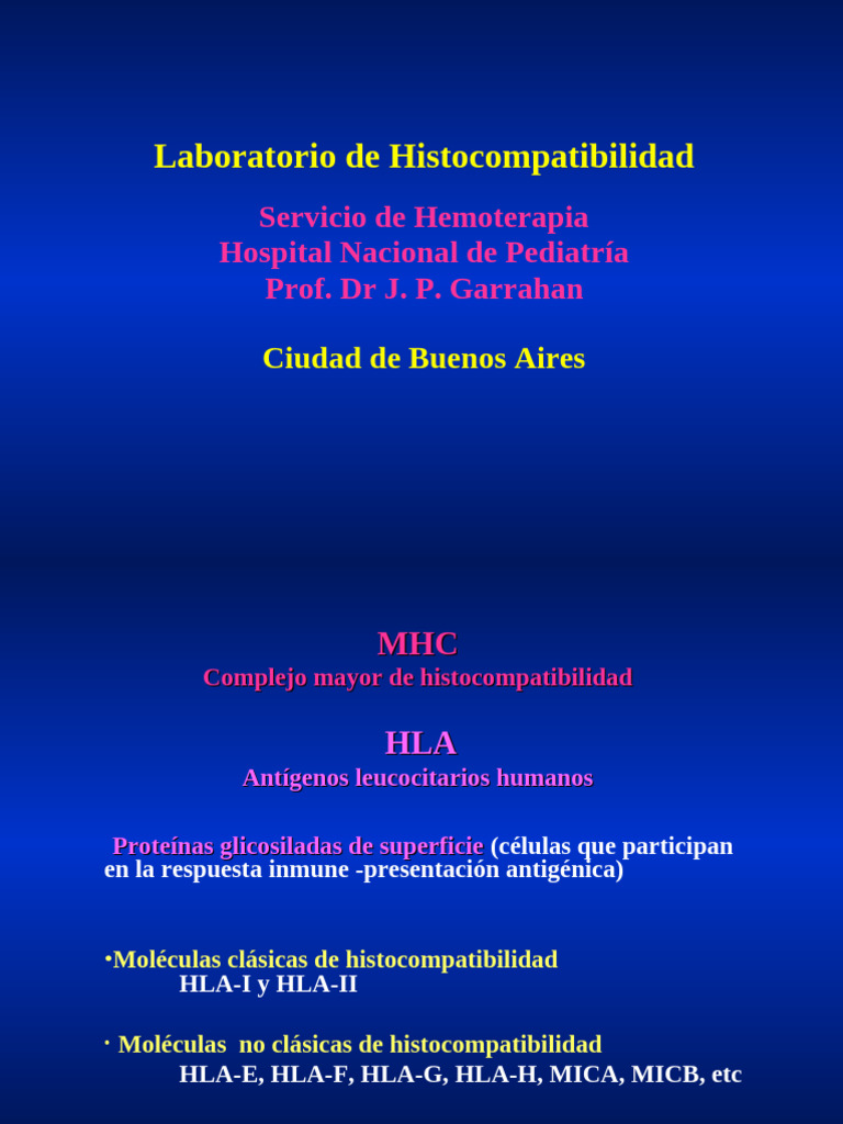 Clase Hla | PDF | Complejo mayor de histocompatibilidad | Antígeno leucocitario humano