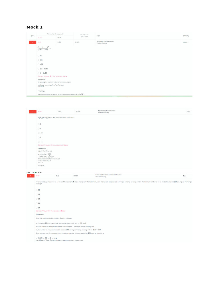 Jamboree Mocks Quant Questions | PDF