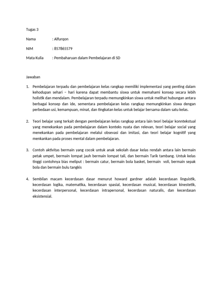 Pembaharuan Pembelajaran di SD | PDF