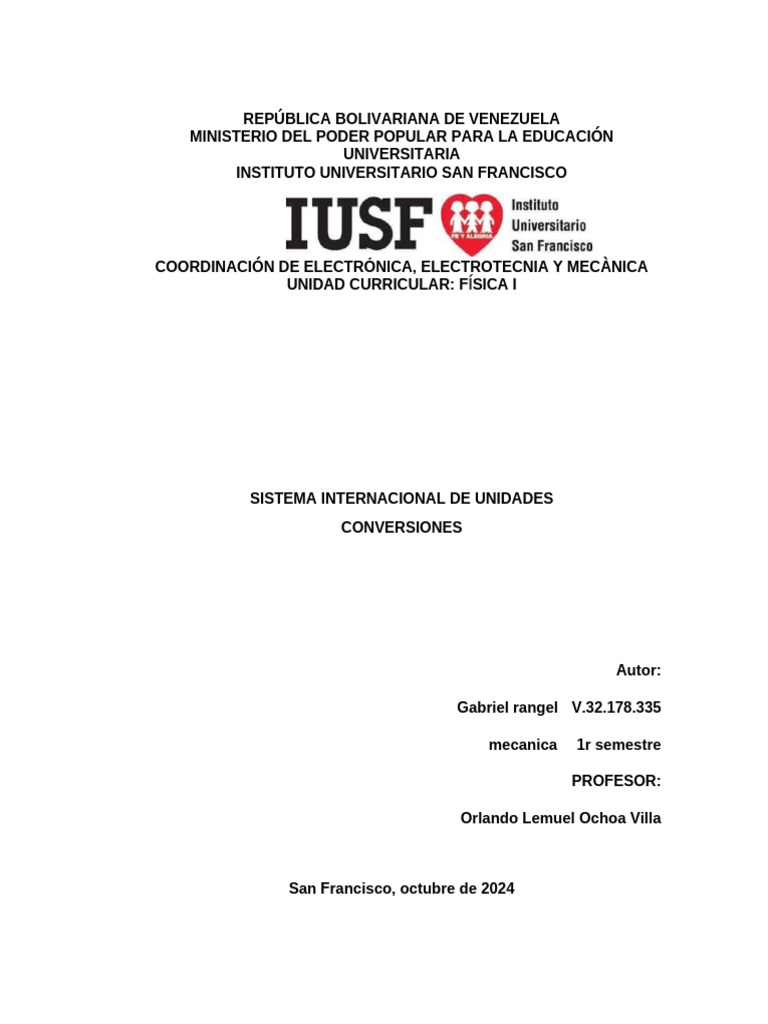 IUSF FISICA Trabajo I | PDF | Pascal (Unidad) | Medición