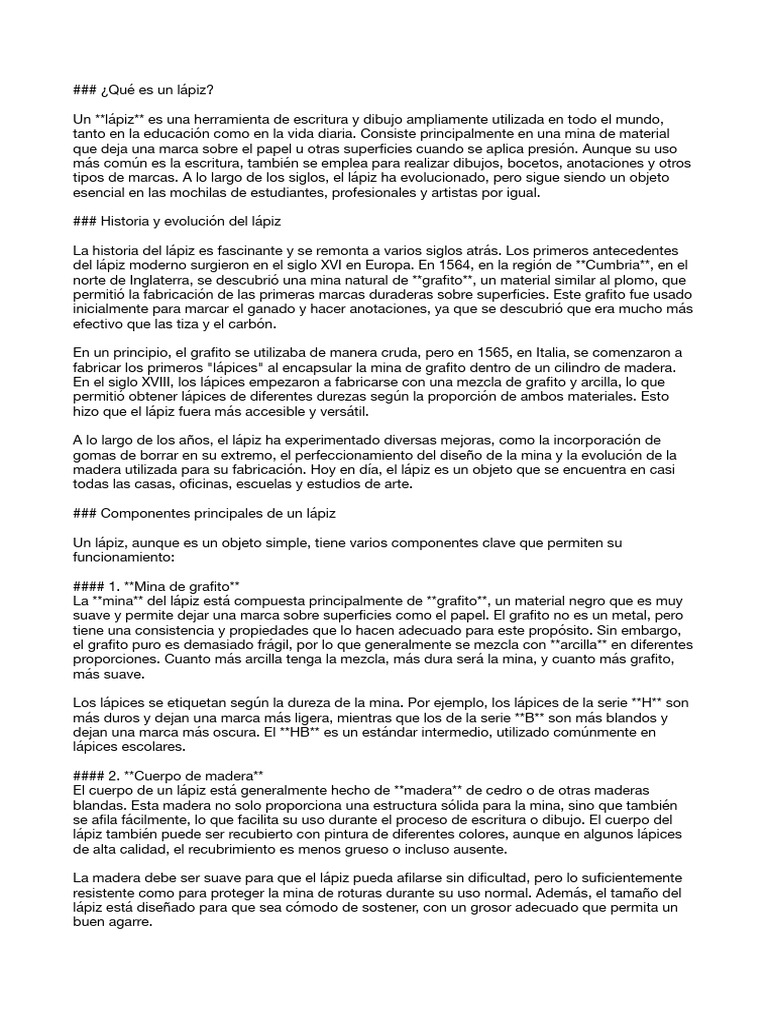 Definición y características del lápiz | PDF | Lápiz