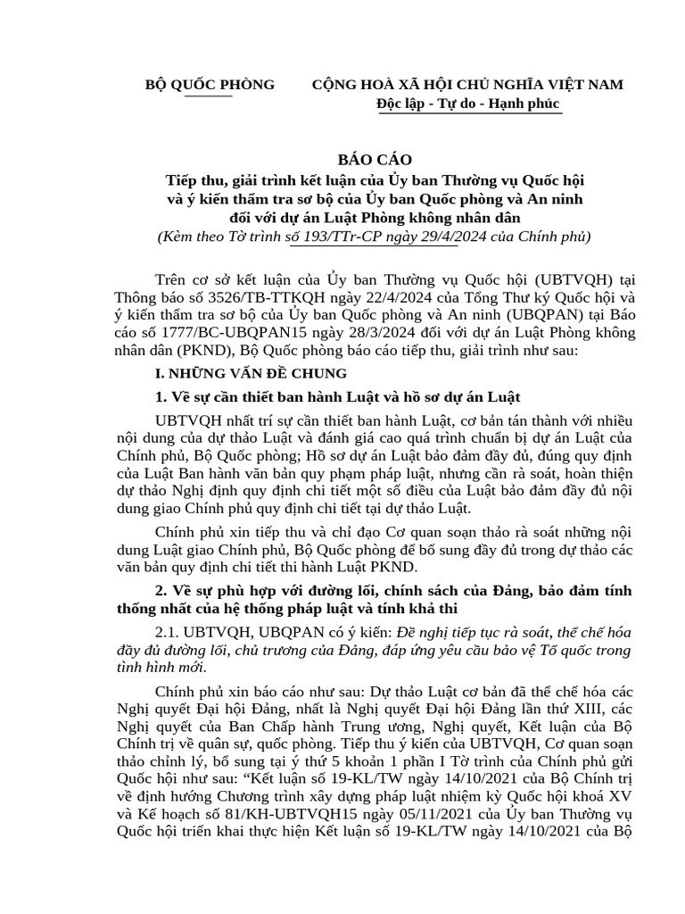 Du An Luat Phong Khong Mot So Diem Moi Can Thay Doi | PDF