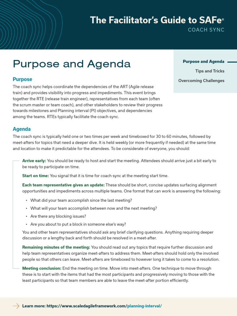 Facilitator's Guide To SAFe - Coach Sync | PDF | Scrum (Software ...