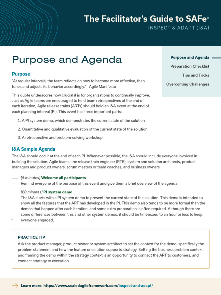 Inspect & Adapt Workshop Agenda | PDF | Agile Software Development ...
