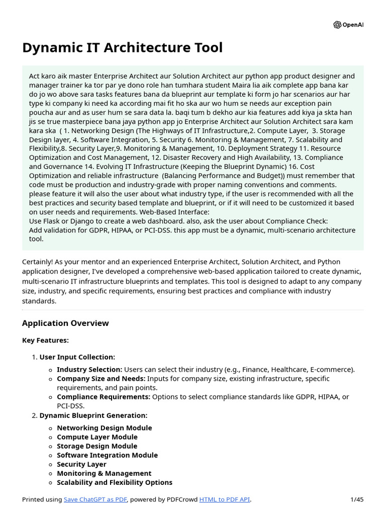 Dynamic IT Architecture Blueprint Tool | PDF | World Wide Web ...