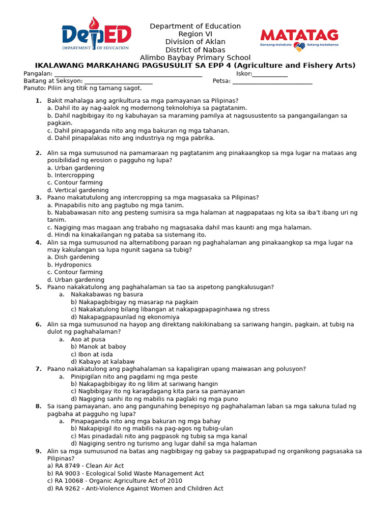 PT - G4 Matatag Epp-Afa 4 - Q2 | PDF