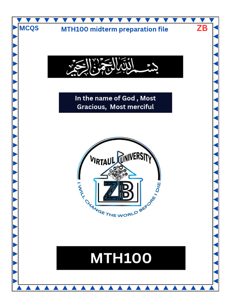 MTH100 Midterm Preparation File by ZB | PDF | Sequence | Summation