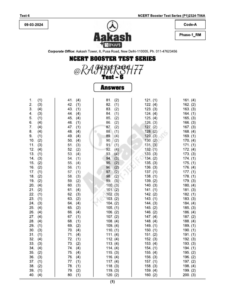 NBTS-06 (A) RM (P-1) 09-03-2024 Sol Signed | PDF