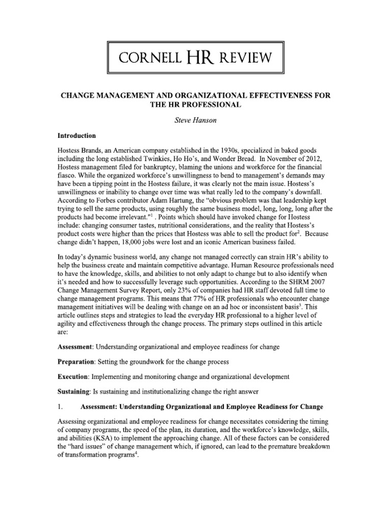 Change Management and Organizational Effectiveness | PDF