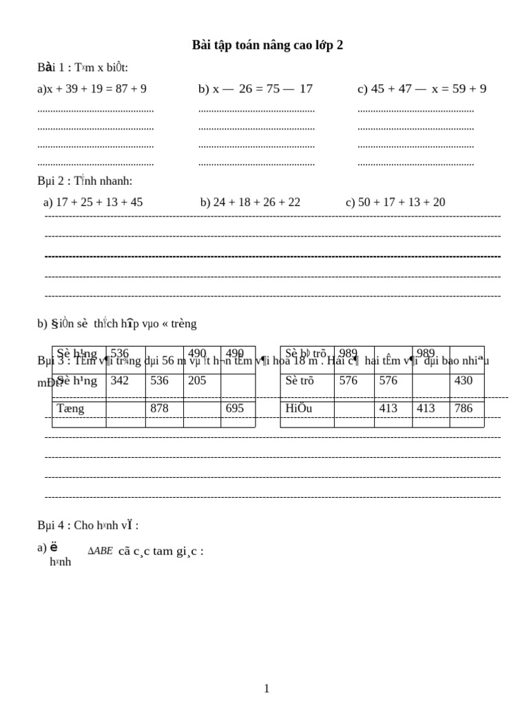 39 Bai Toan Nang Cao Lop 2 | PDF