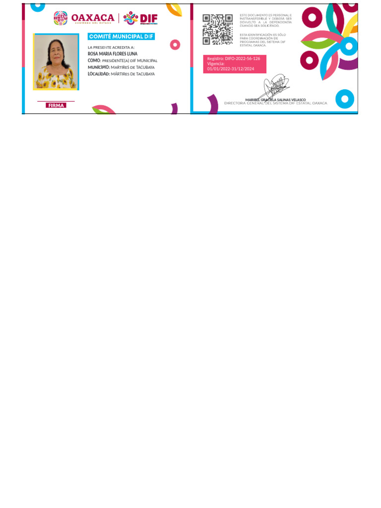Acreditación Rosa María Flores DIF 2022 | PDF