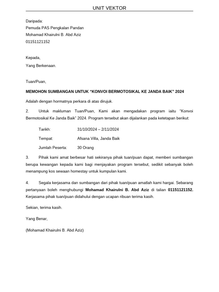 Surat Meminta Sumbangan | PDF
