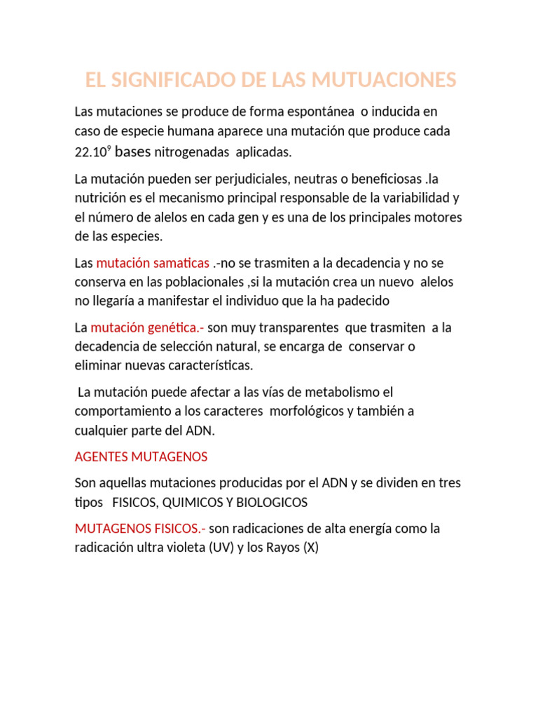 El Significado de Las Mutuaciones | PDF | Mutación | Mutageno