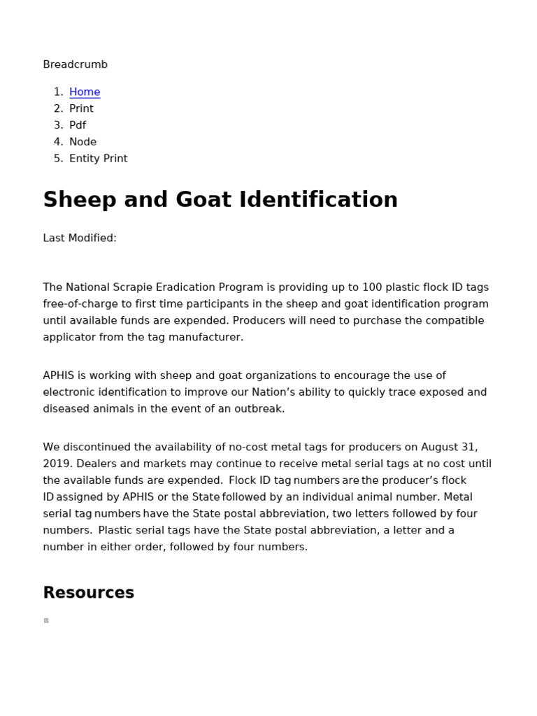 Sheep and Goat ID Tag Program Guide | PDF
