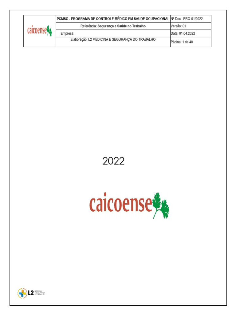 Pcmso Modelo | PDF | Segurança e saúde ocupacional | Remédio