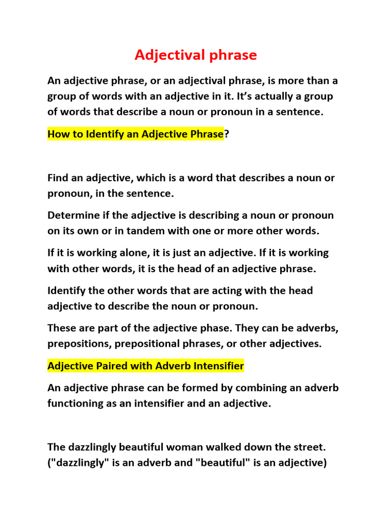 Understanding Adjective Phrases | PDF