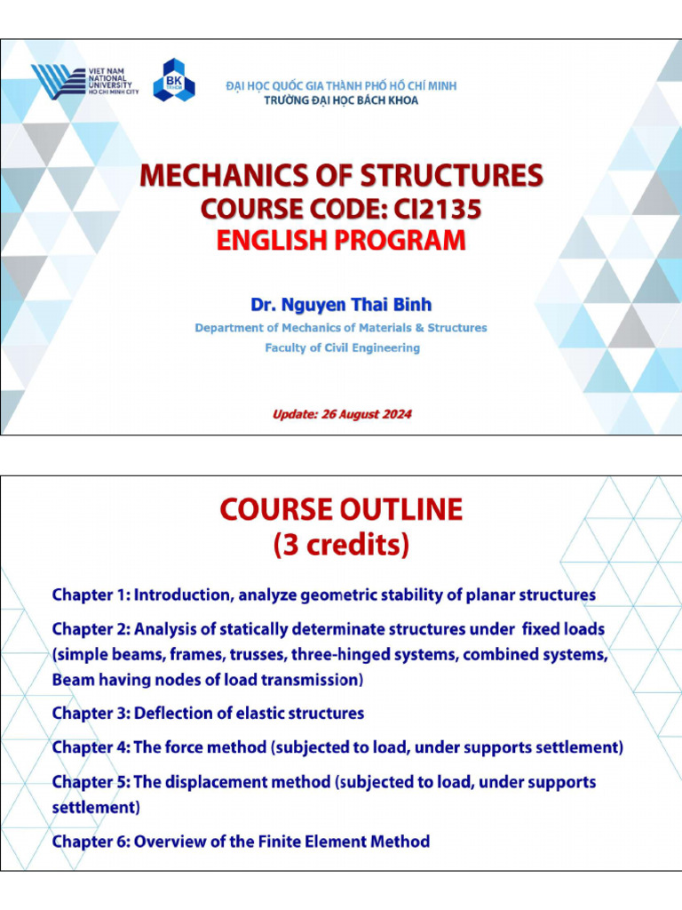 Mechanics of Structures (CI2135) - General Information CLC - LMS | PDF