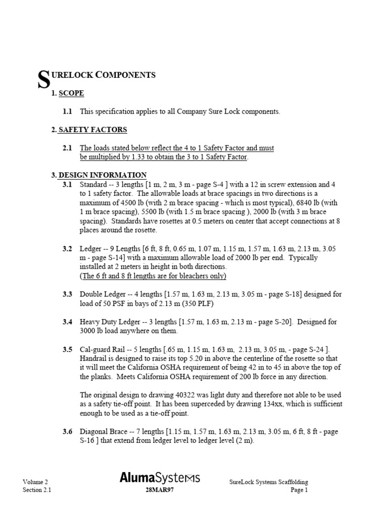 Surelock - Engineering Manual | PDF | Scaffolding | Bending