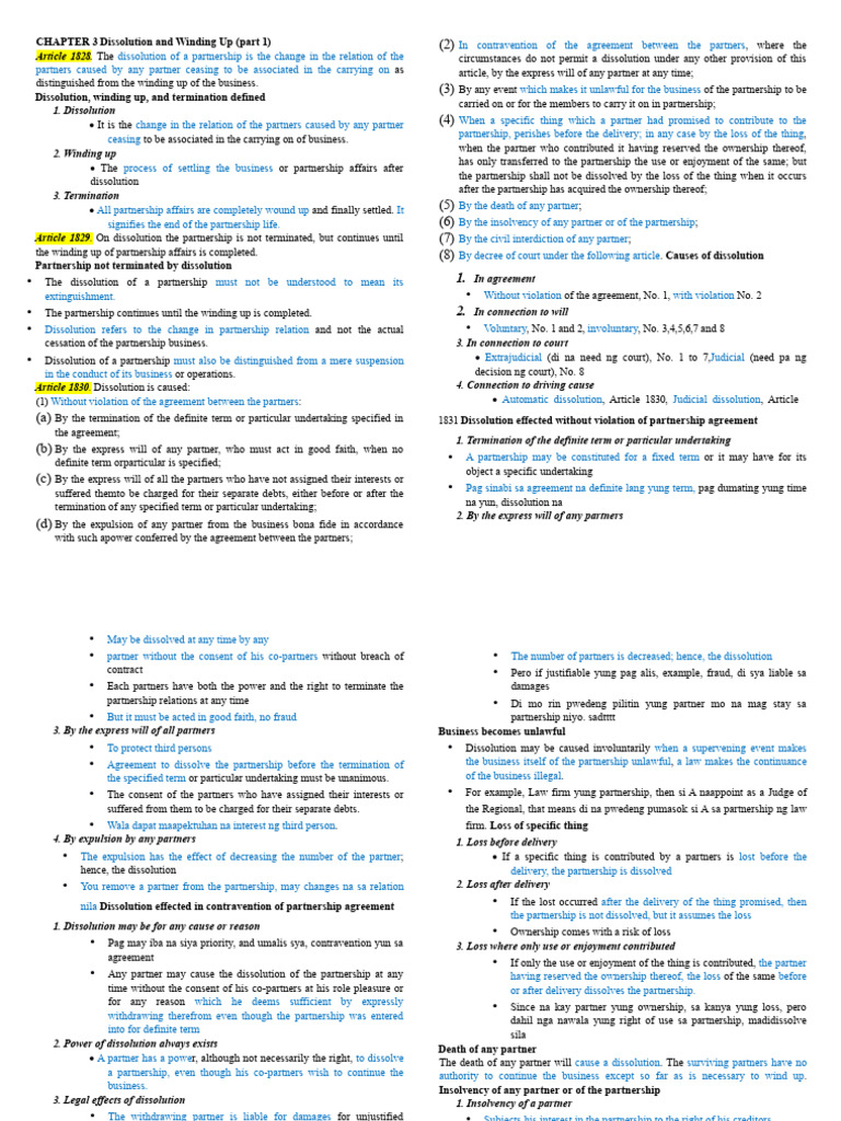 Chapter 3 Dissolution and Winding Up | PDF | Partnership | Liquidation