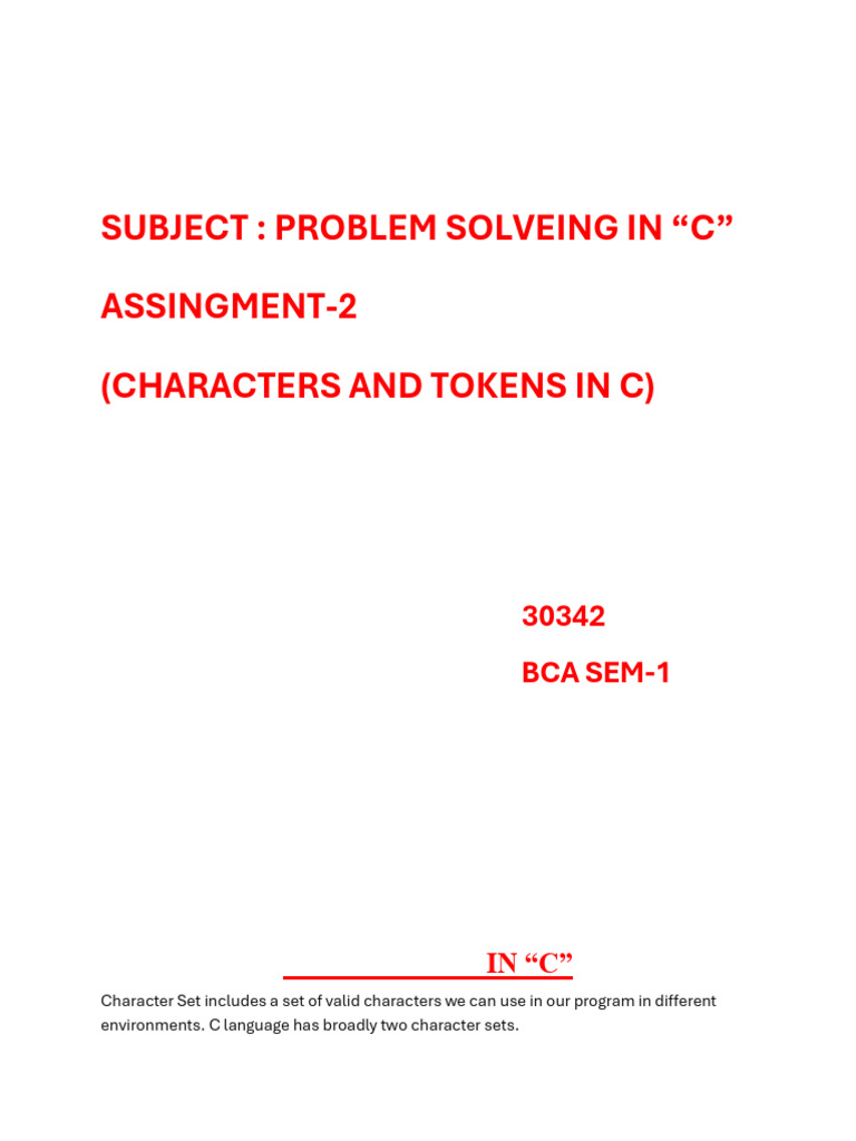 C Assingment | PDF | Reserved Word | String (Computer Science)