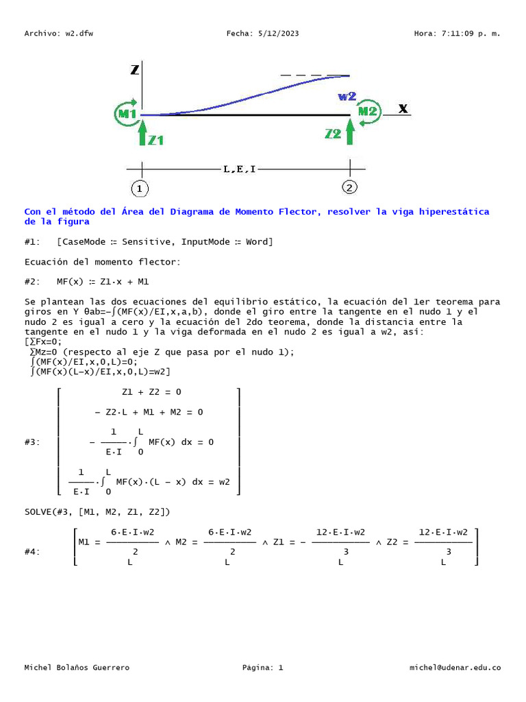 Con El Método Del Área Del Diagrama de Momento Flector, Resolver La Viga Hiperestática de La ...