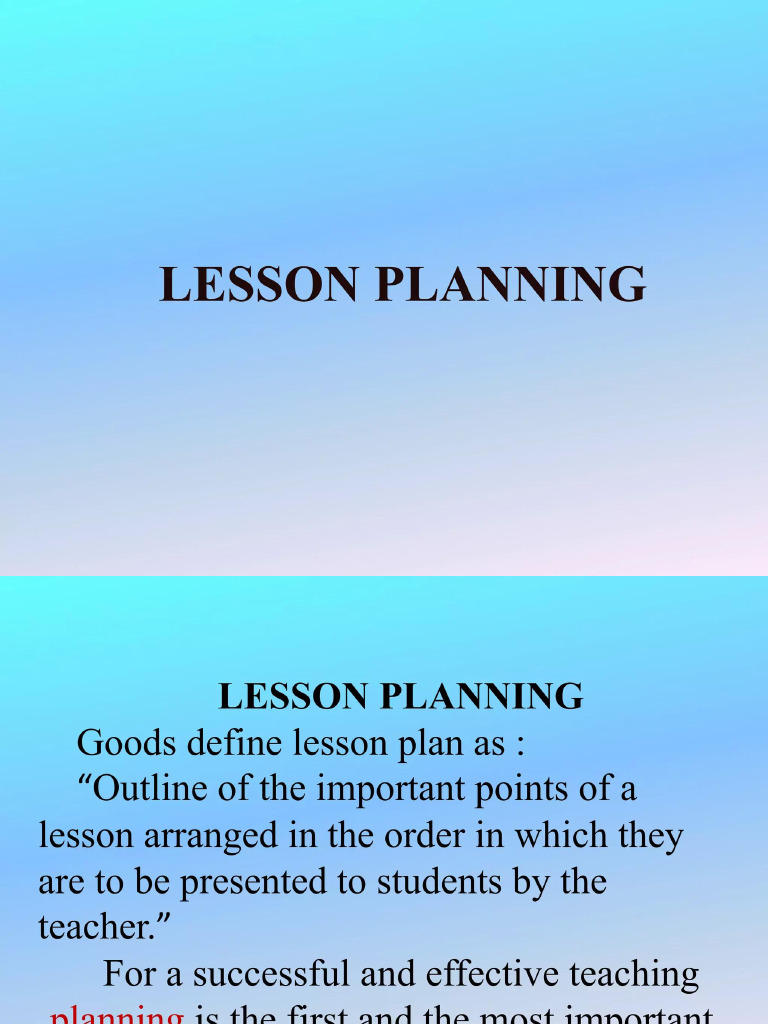 Lesson Planning | PDF