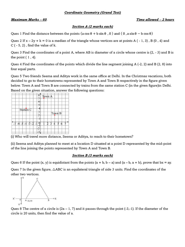 Coordinate Geometry Grand Test | PDF | Circle | Triangle
