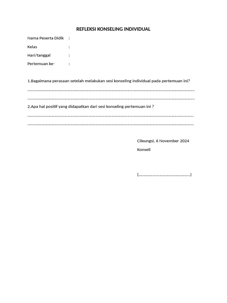 Refleksi Sesi Konseling Individual | PDF