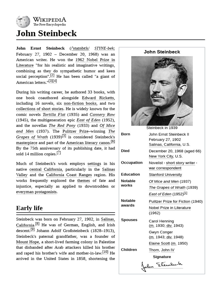 John Steinbeck | PDF | John Steinbeck