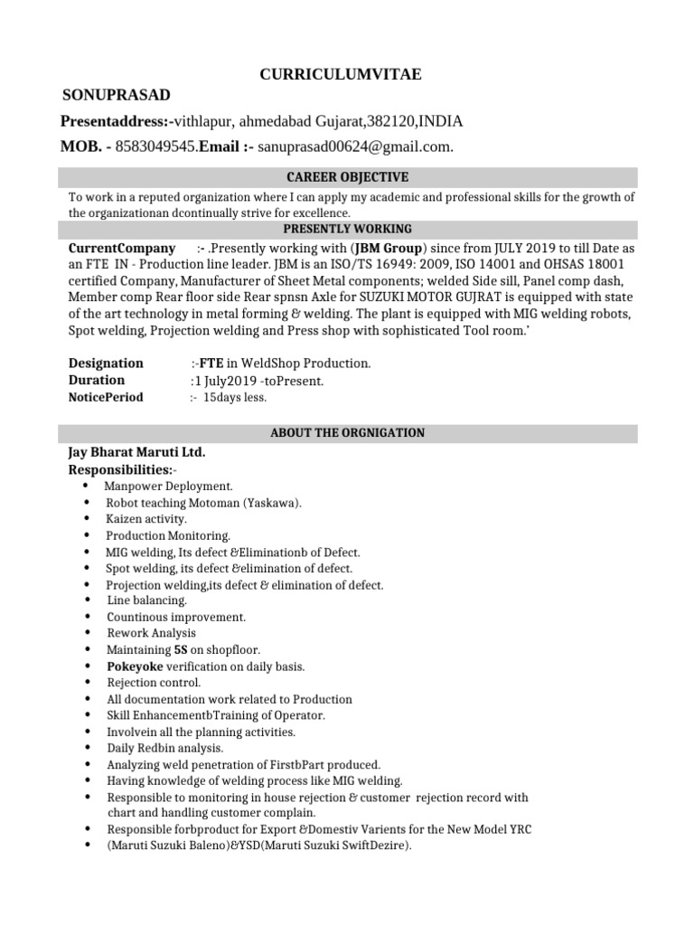 SONU 2 Prasad Resume 36930 | PDF
