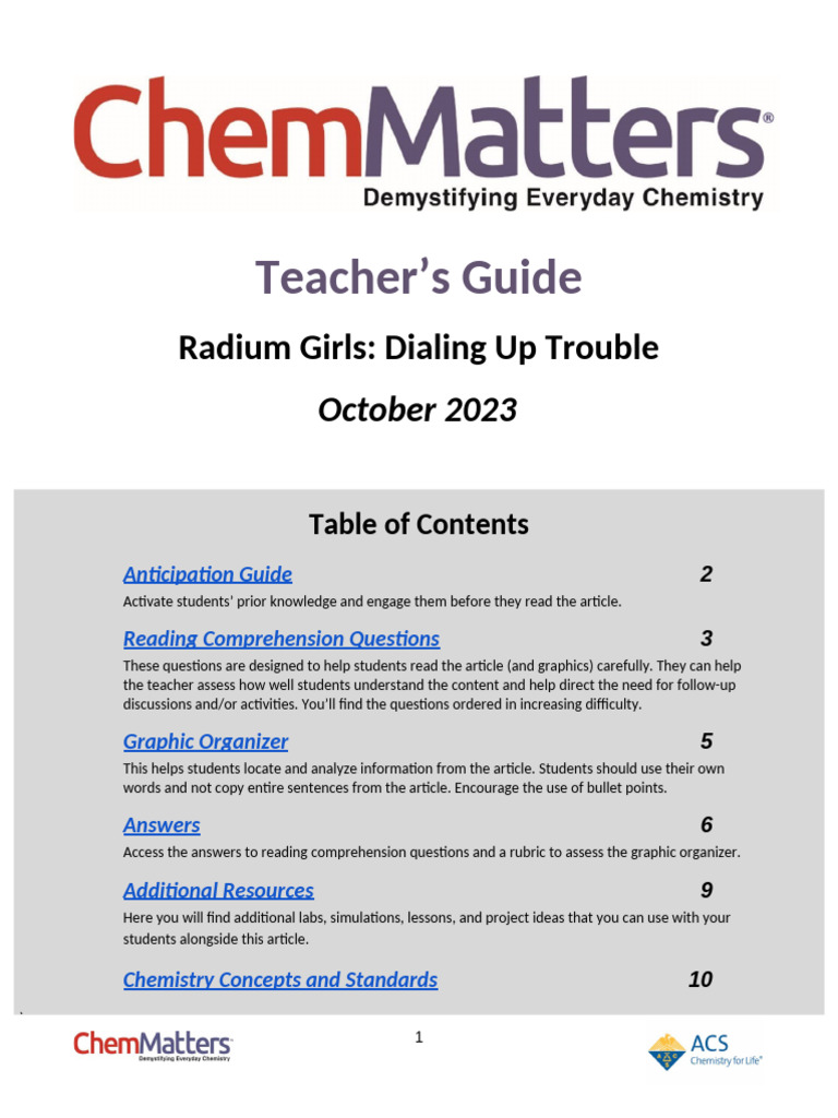 Radium Girls TG | PDF | Radioactive Decay | Chemistry