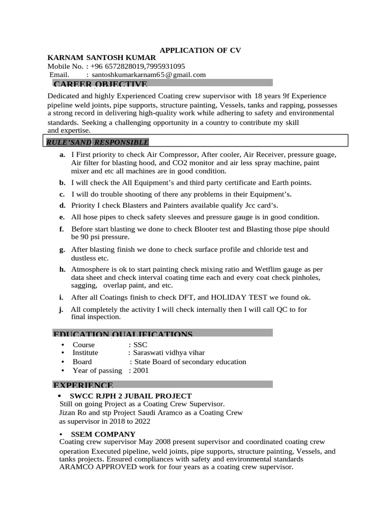 K Santosh Kumar Resume.1 | PDF