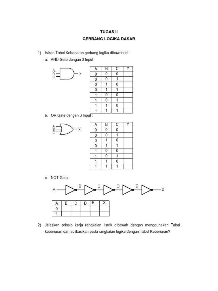 Tugas Ii Gerbang Logika Dasar | PDF