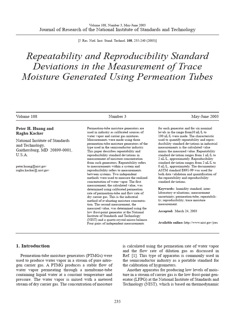 Repeatability and Reproducibility Standard Deviati | PDF | Standard ...