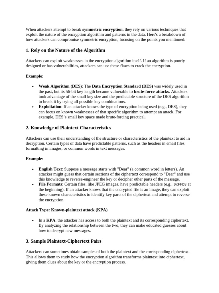 Attack On Symmetric Encryption | PDF | Key (Cryptography) | Encryption