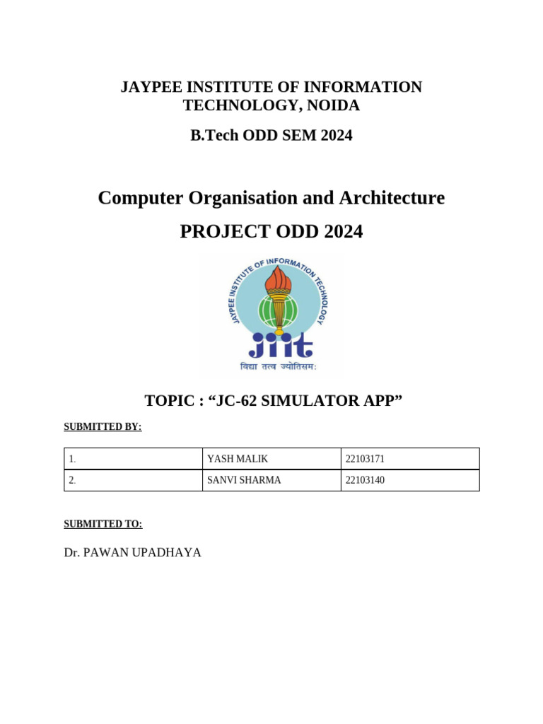 Coa Project Report | PDF | Simulation | Computer Architecture
