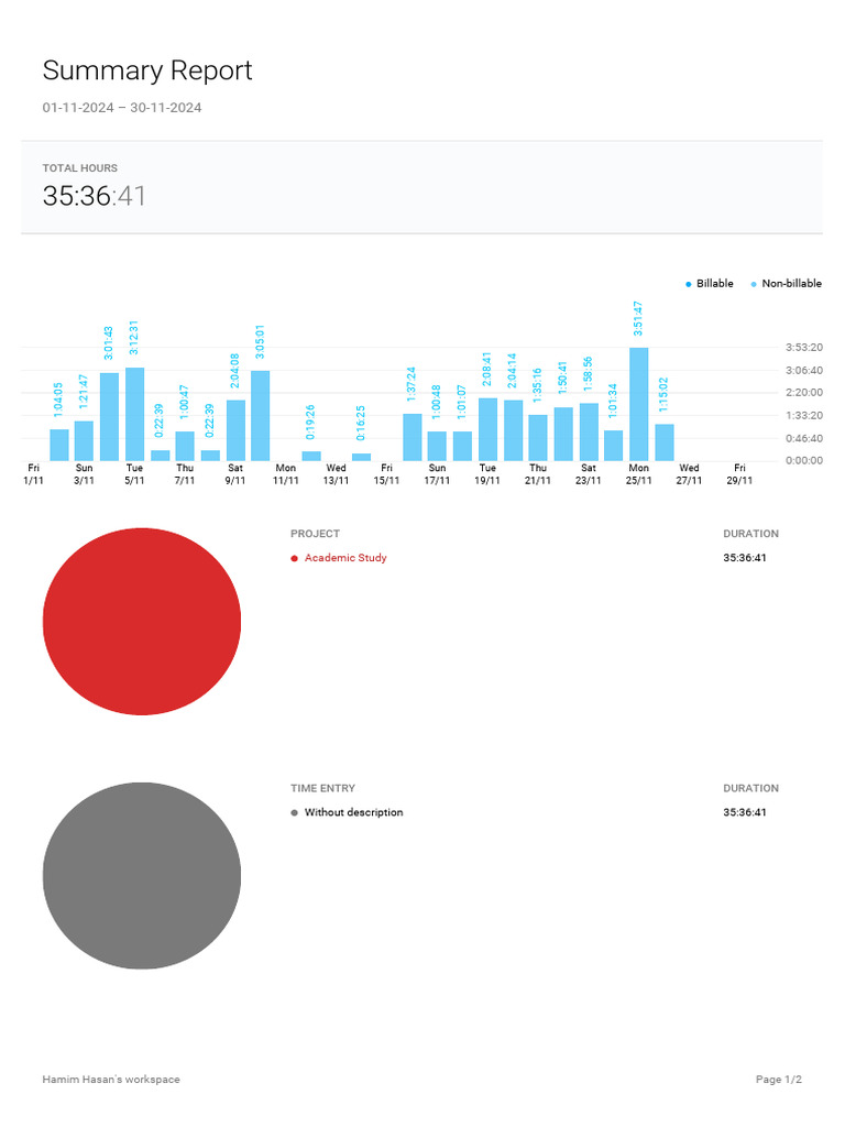 Toggl Track Summary Report 2024-11-01 2024-11-30 | PDF