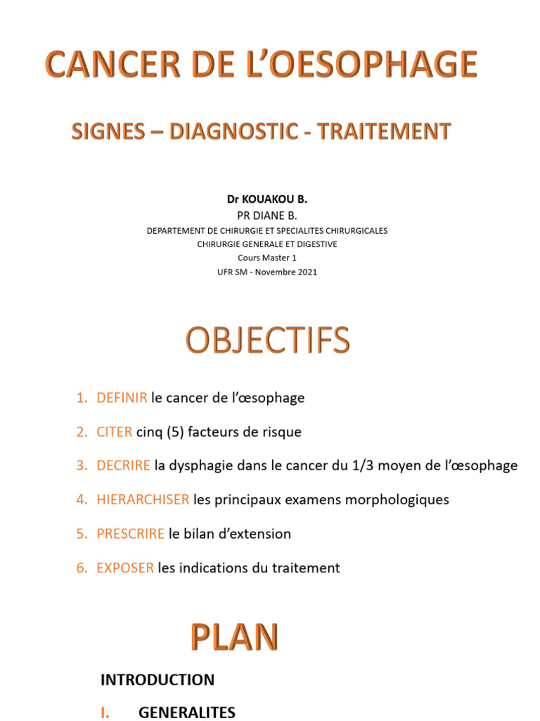 Cancer de l'œsophage : diagnostic et traitement | PDF | Cancer de l ...