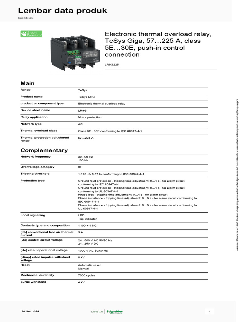 Schneider Electric - TeSys-Giga-protection-relays - LR9G225 | PDF ...