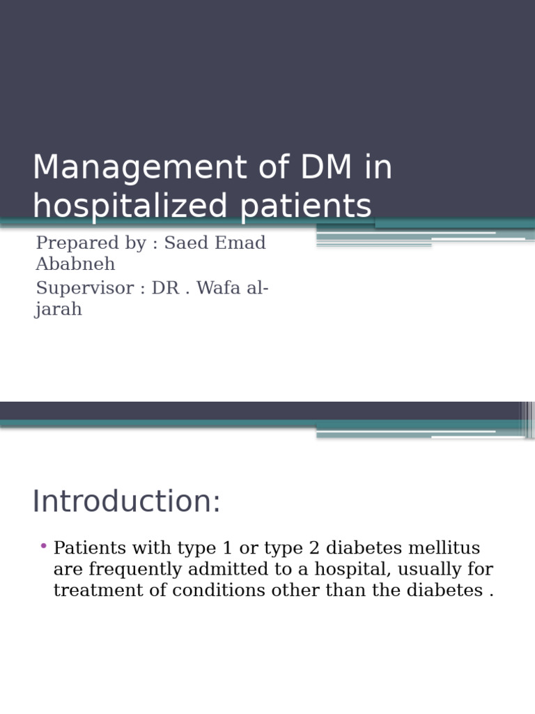 Management of DM in Hospitalized Patients-2 | PDF | Hypoglycemia | Diabetes