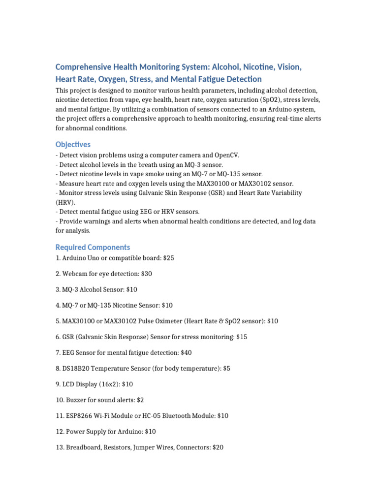 Health Monitoring Project With Mental Fatigue Detection | PDF | Heart ...