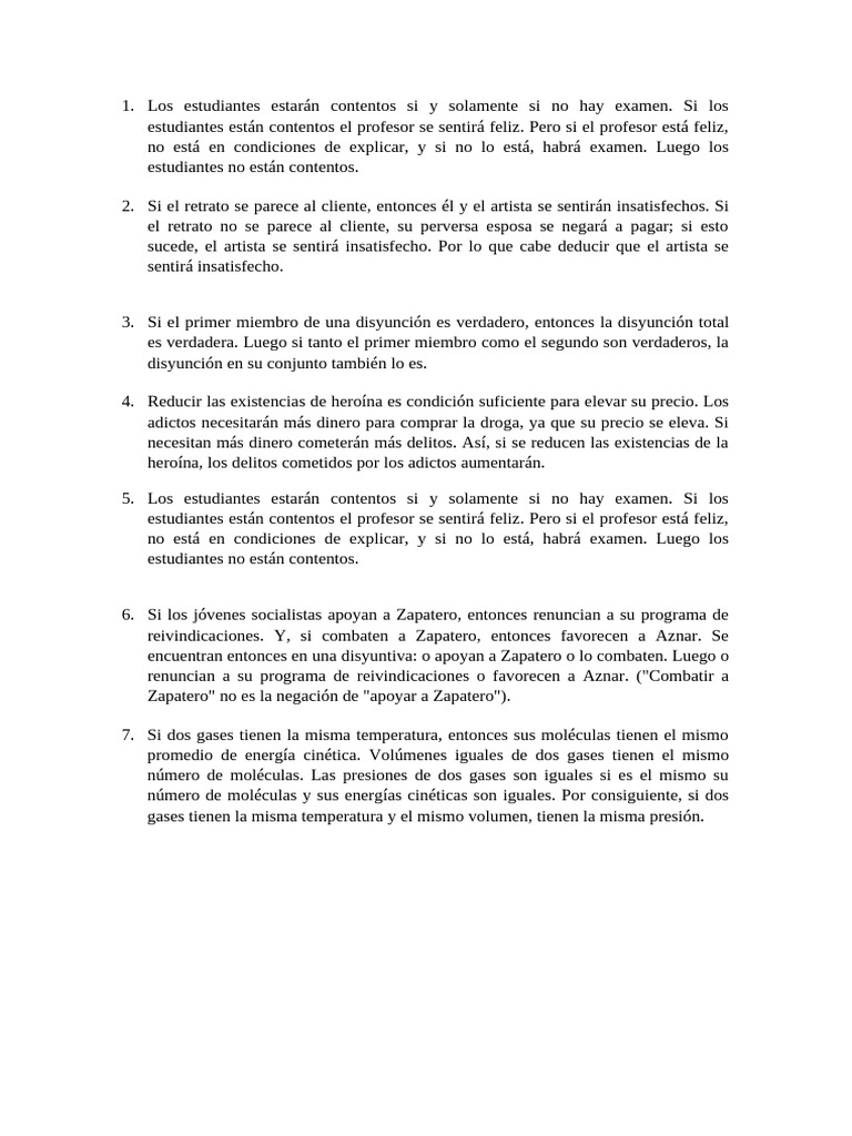 Ejercicios Formalización Filosofia Practicar 1º Bachiller | PDF